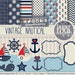 Vintage Nautical Patterns Digital Paper Anchor Marine Navy Beige Blue ...