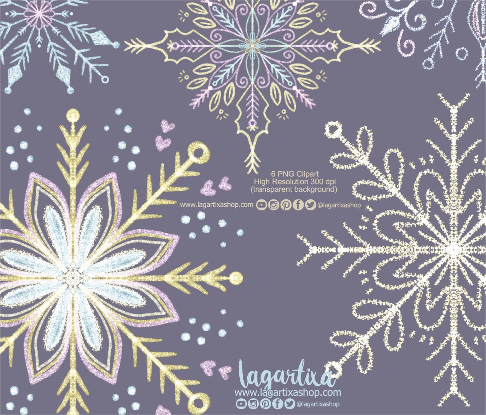 Snowflakes Sparkles Winter Christmas Glitter Clipart PNG - Etsy