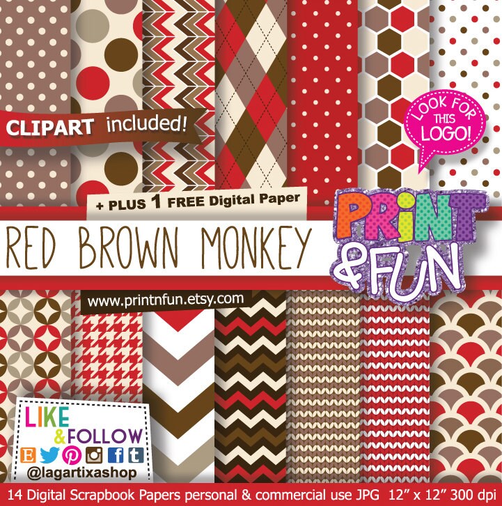 Red Brown Beige Digital Paper Patterns Knitting Chevron Large - Etsy