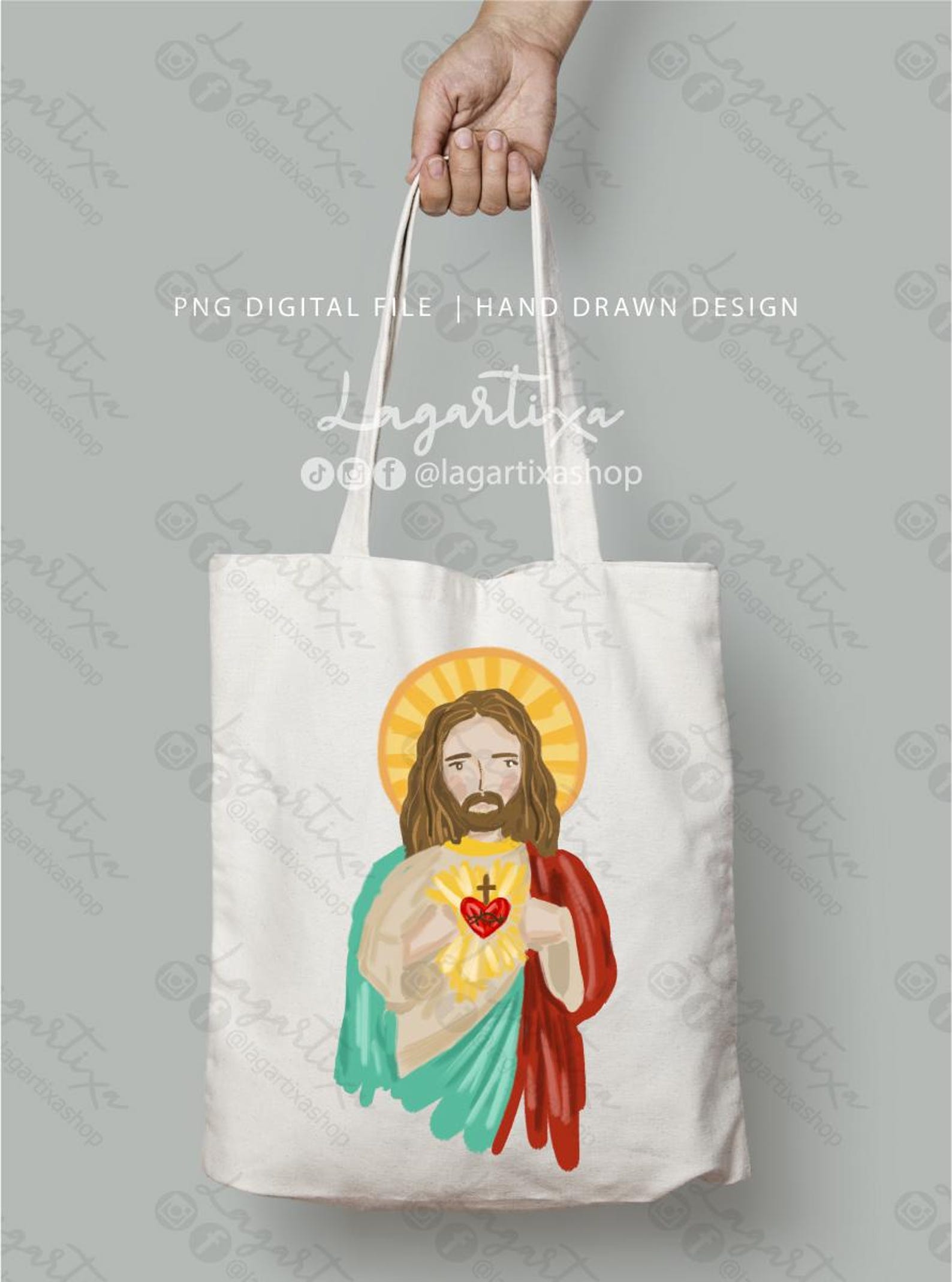 Sacred Heart of Jesus - Stylized Line Art Drawing, Instant Digital ...