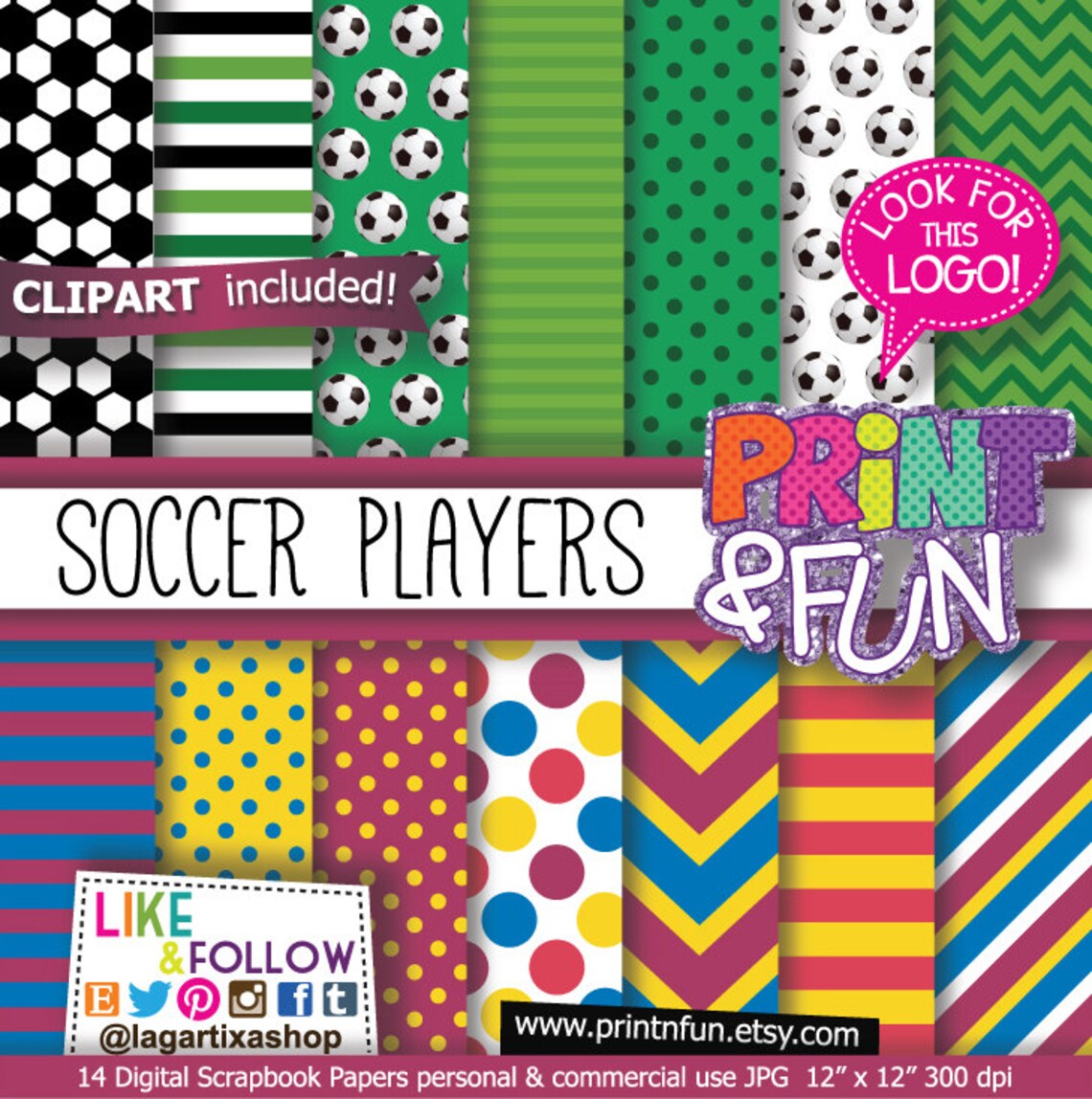 Soccer Football Digital Papers Patterns for Digital | Etsy