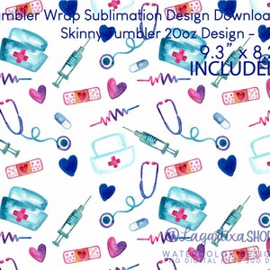 Nurse Seamless Pattern Watercolor Instruments Hand Painted for Print ...