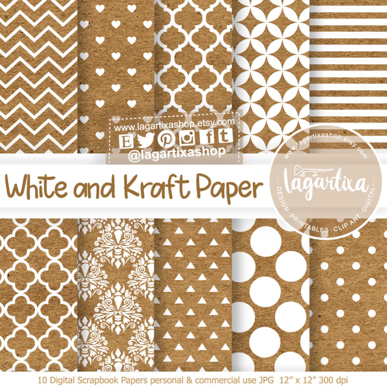Kraft Digital Paper Background Beige Earth Colors Neautrals | Etsy