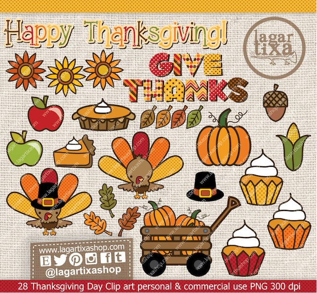 Día de Acción de Gracias Clip art Imagenes Thanksgiving Day | Etsy