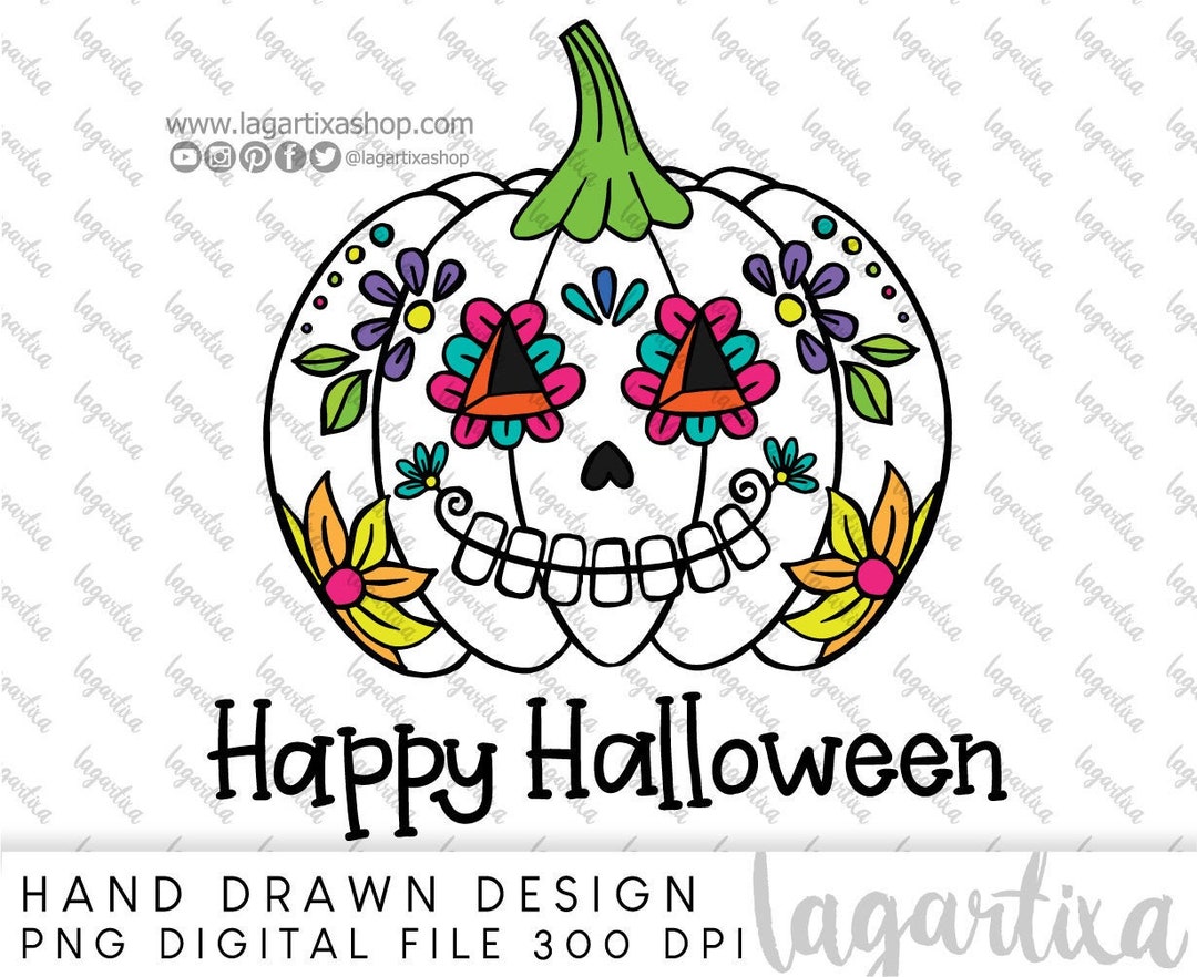 Jack O Lantern Floral Pumpkin Sublimation Happy Halloween Lettering ...