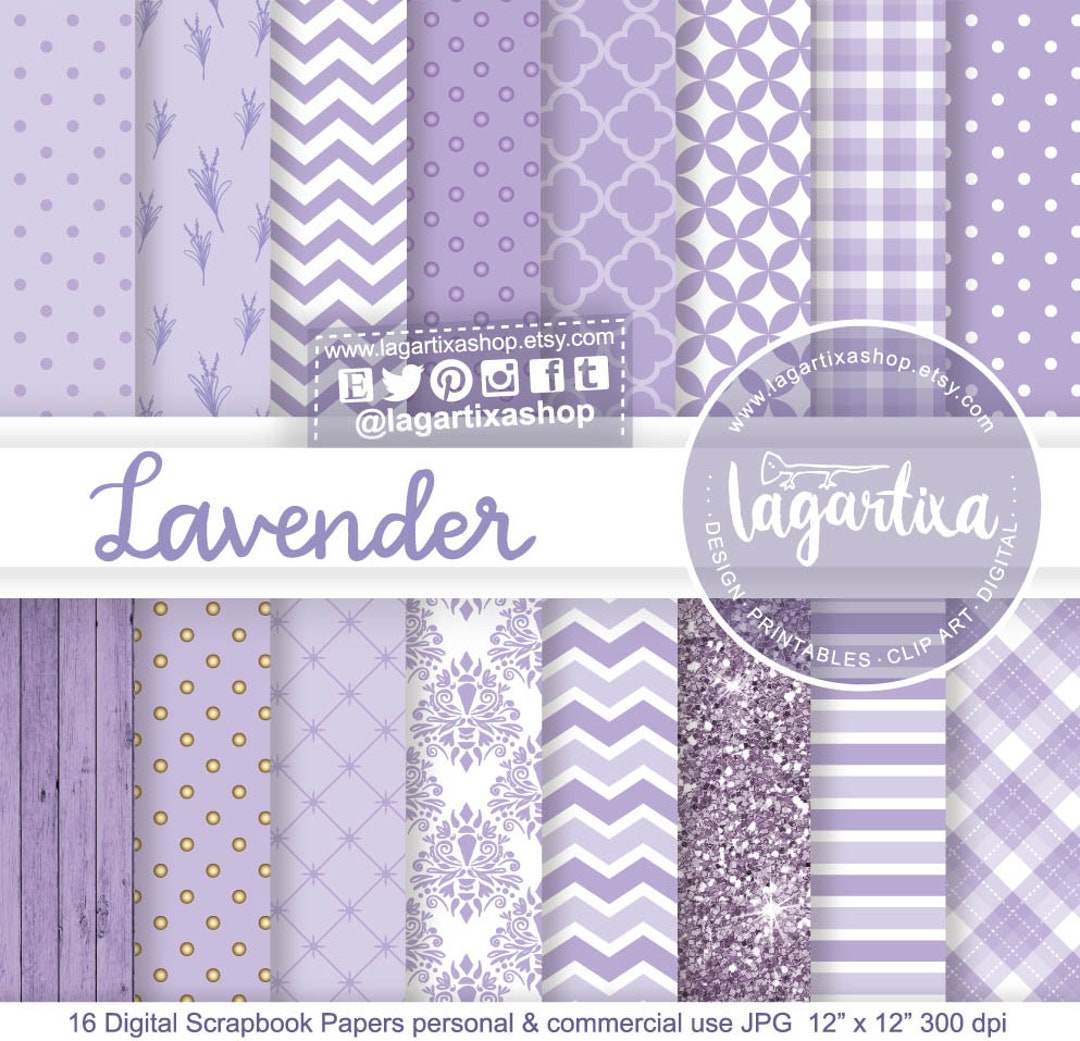 Lavender Digital Paper Lilac Patterns Backgrounds Purple Lace Glitter ...