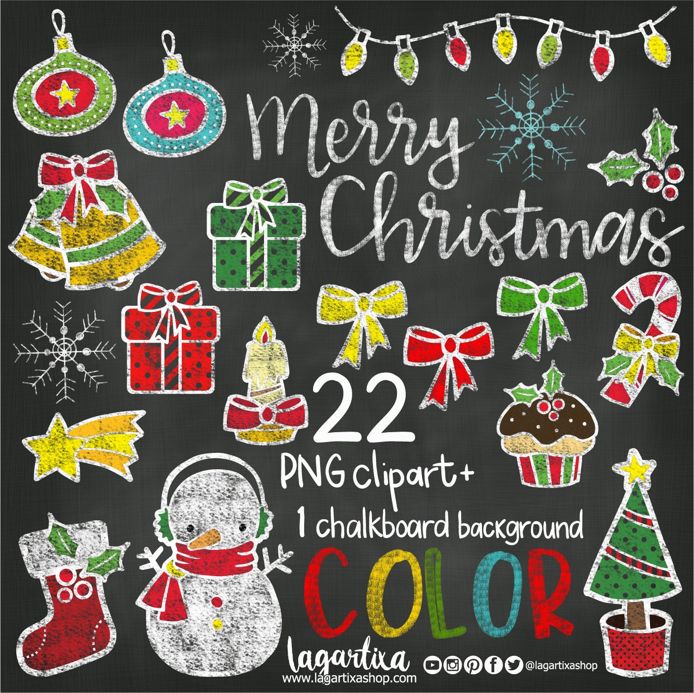 Merry Christmas Chalkboard Printable