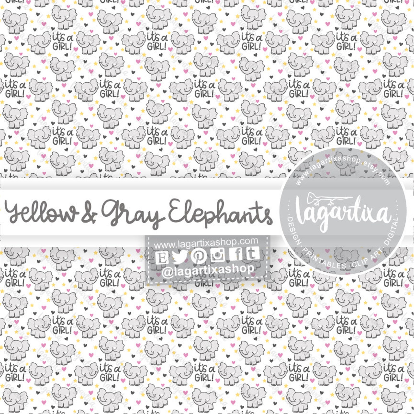 Yellow and Gray Grey Damask Digital Paper Patterns for Invitations ...