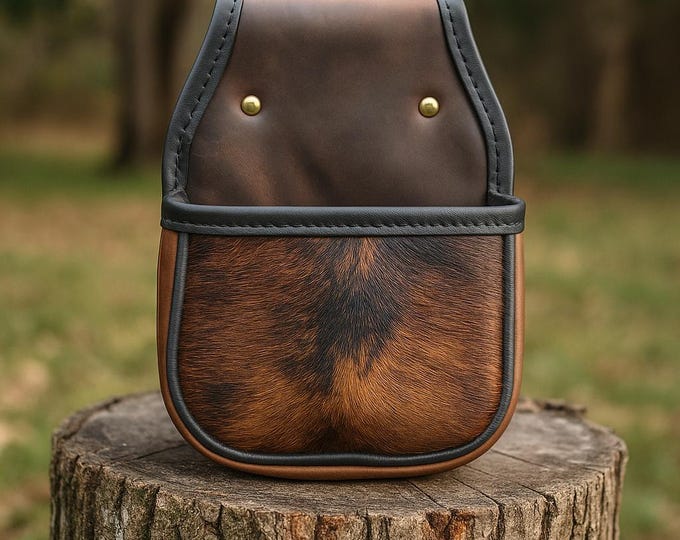 Hair-on-hide Leather Double Shell Bag – Handmade Cowhide Shotgun Shell ...