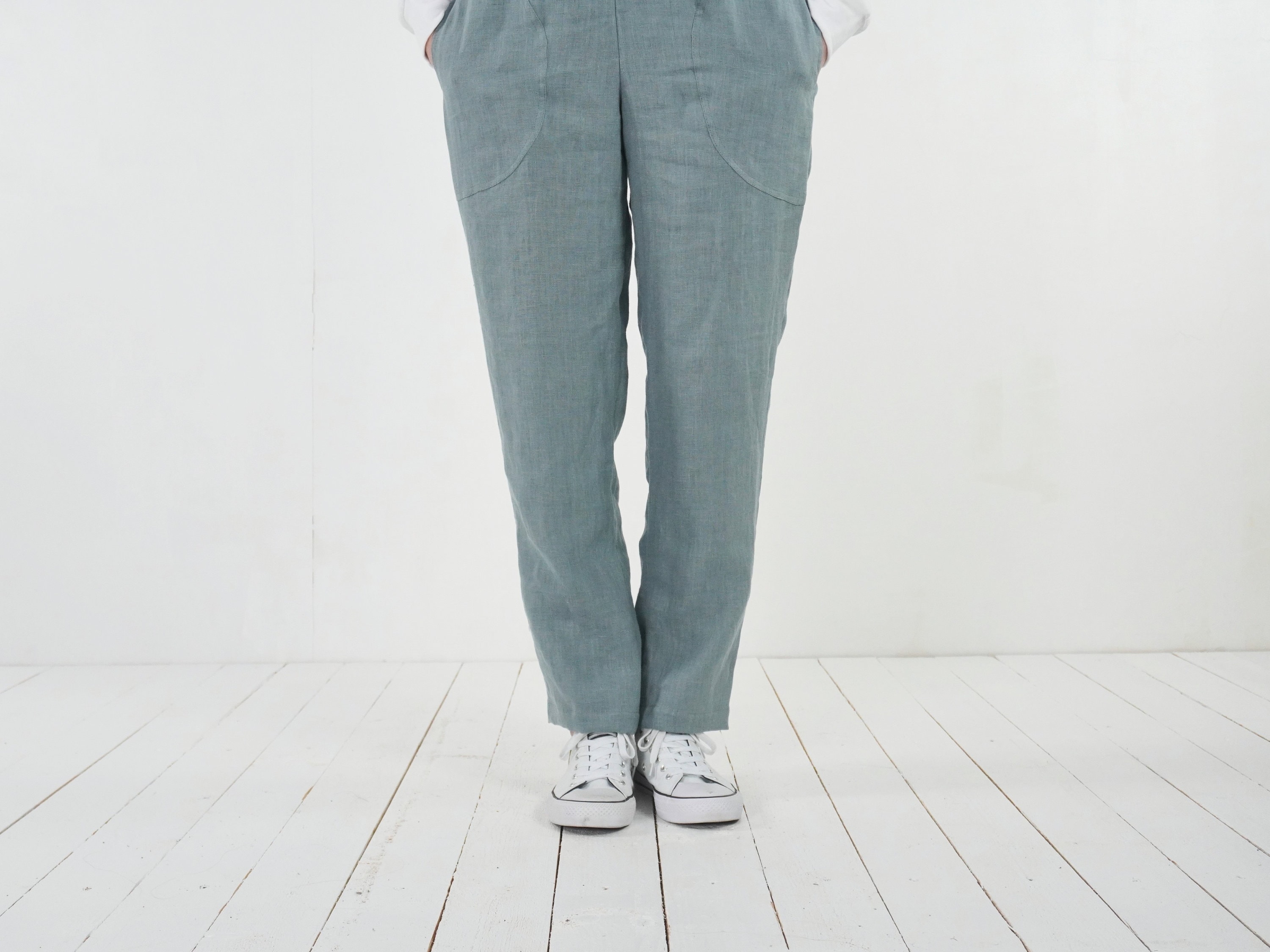 Linen trousers. Tapered linen trousers. Linen pants. High | Etsy