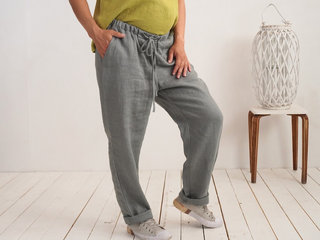 Linen Maternity Pants. Loose Linen Pants. Linen Pregnancy Trousers ...