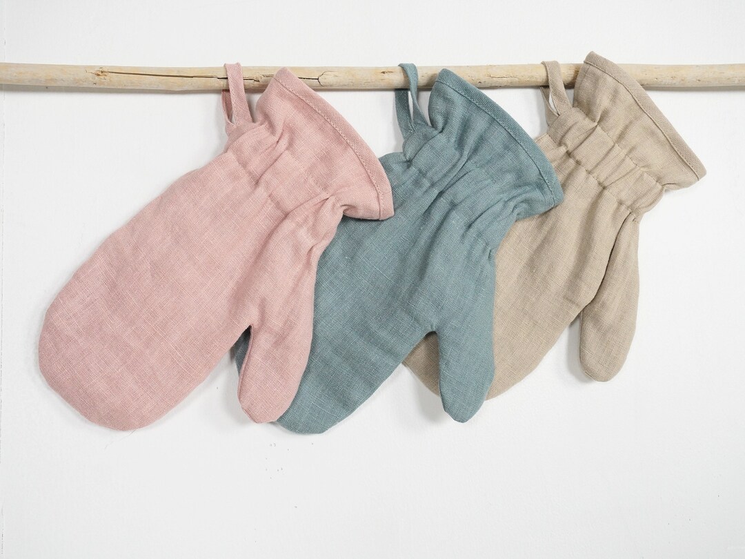 Linen Shower Glove. Sustainable Spa Mitten. Eco Friendly Bath Washcloth ...