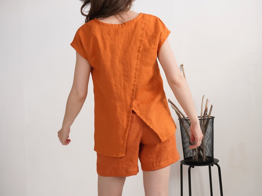 Beach Linen Outfit. Linen Top and Shorts. Summer Outfit. Women Linen ...