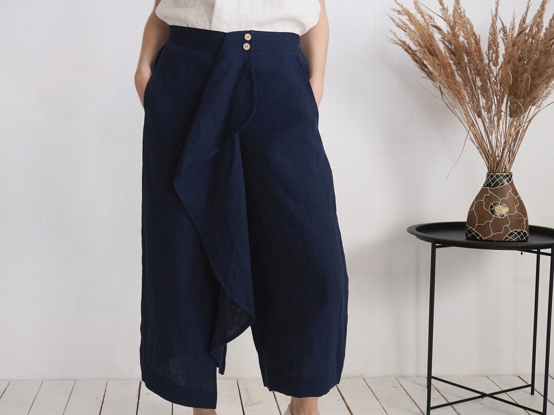 Linen Capri Pants. Wide Leg Capri Trousers. Linen Capri Pants - Etsy