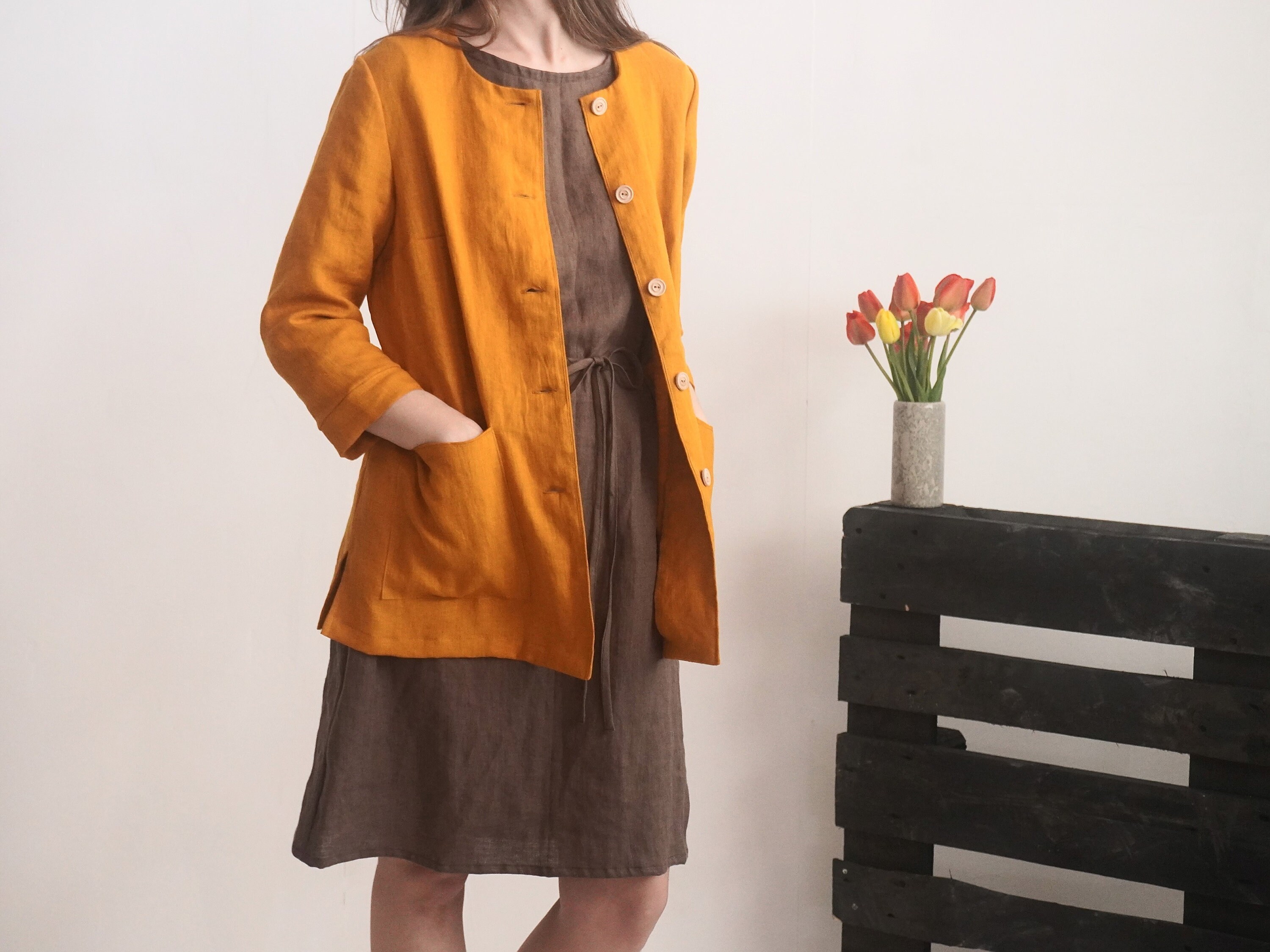 Linen Jacket With Buttons. Washed Linen Jacket. Linen | Etsy