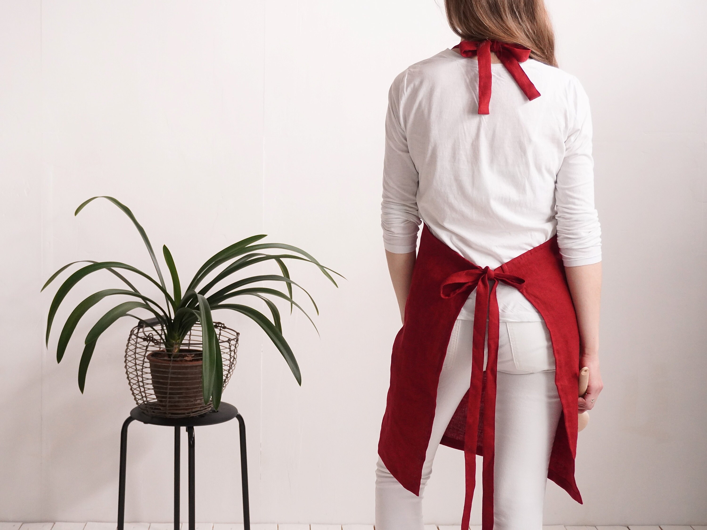 Linen Apron. Full Linen Apron With Pockets. Soft Linen Kitchen Apron ...
