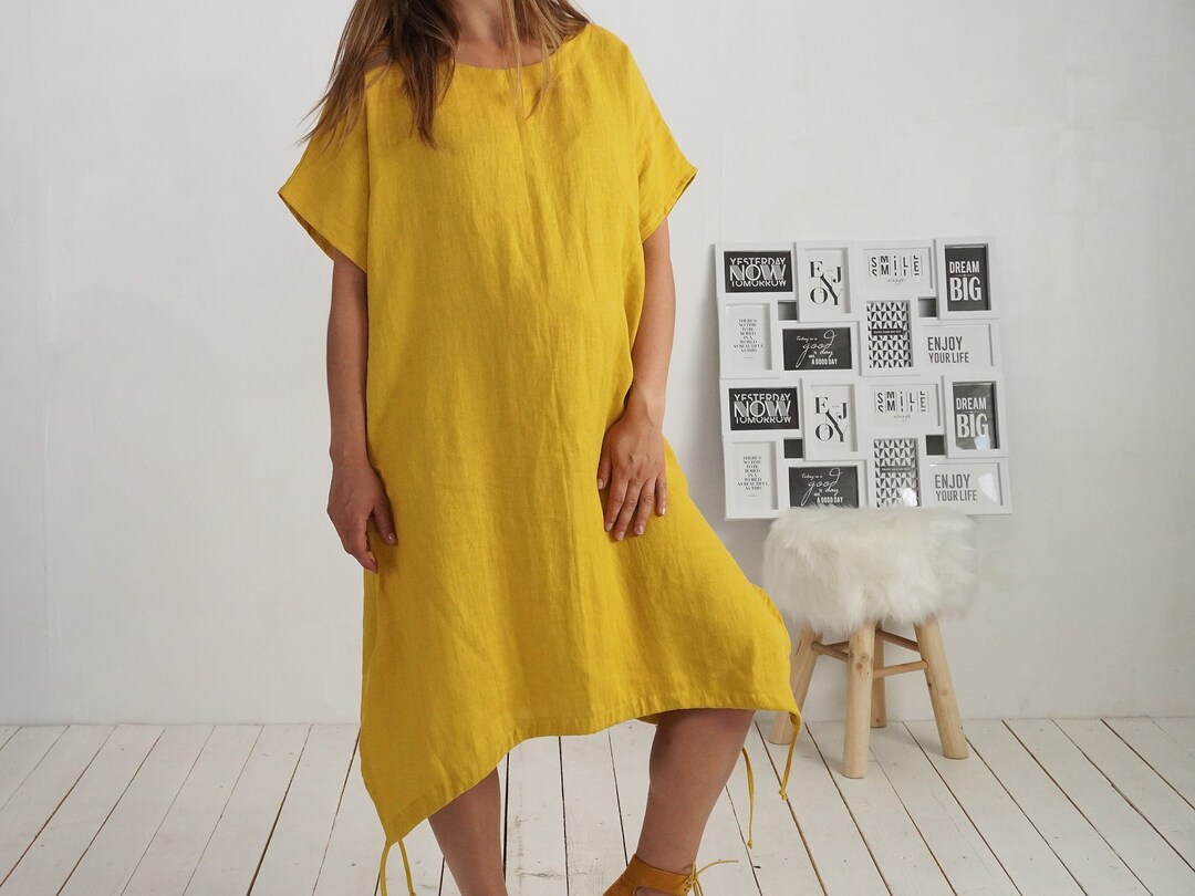 On SALE Ready to Ship, S/M Size. Linen Loose Dress. Linen Oversized ...