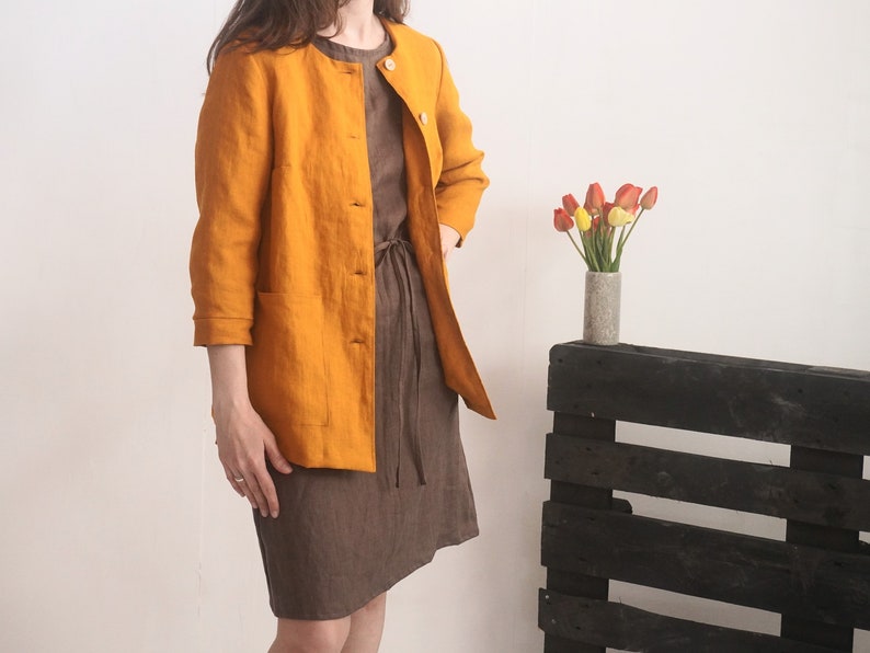 Linen Jacket With Buttons. Washed Linen Jacket. Linen | Etsy