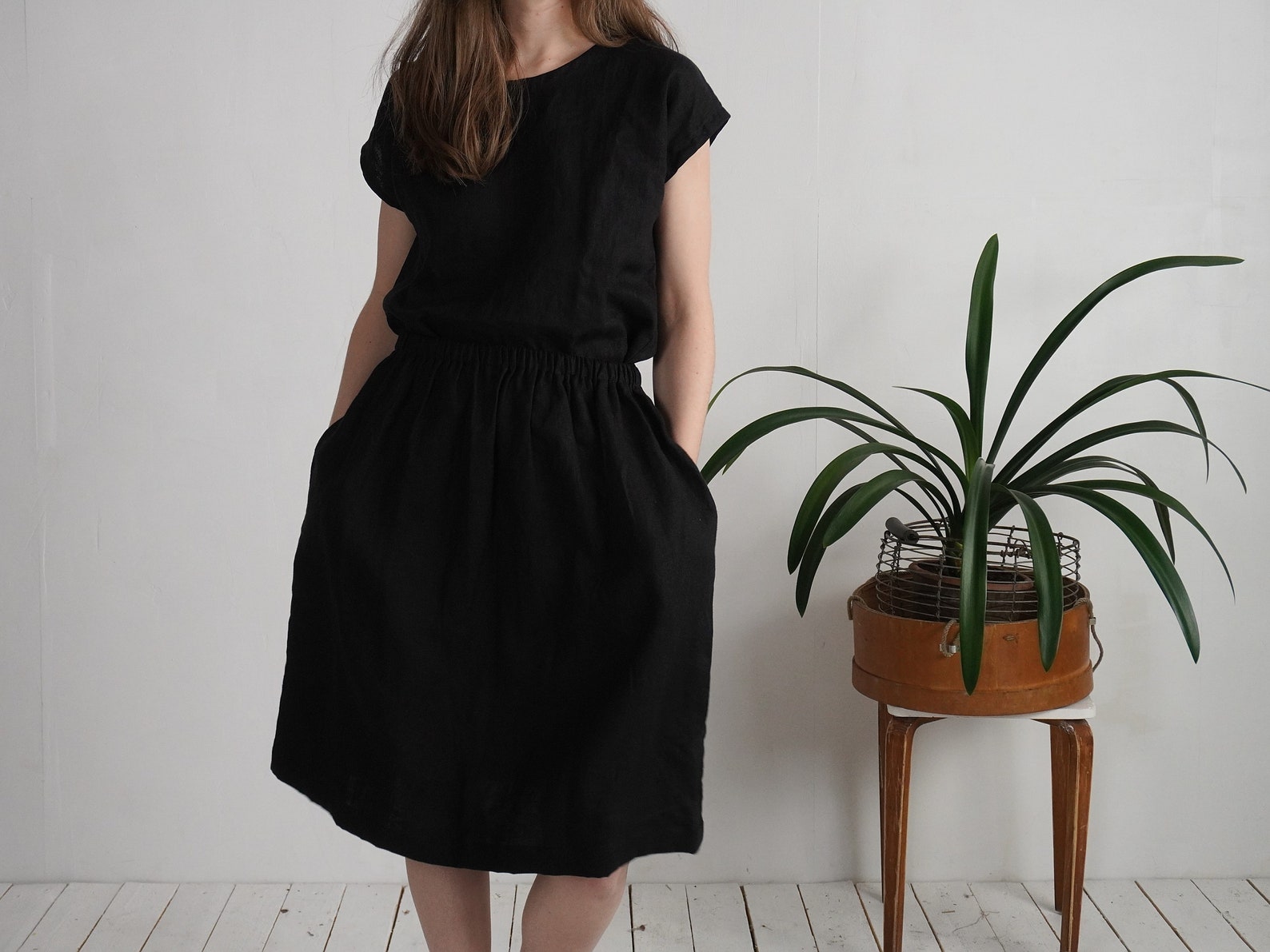 Linen Midi Skirt and Top. Linen Two Piece Set. Work Linen - Etsy