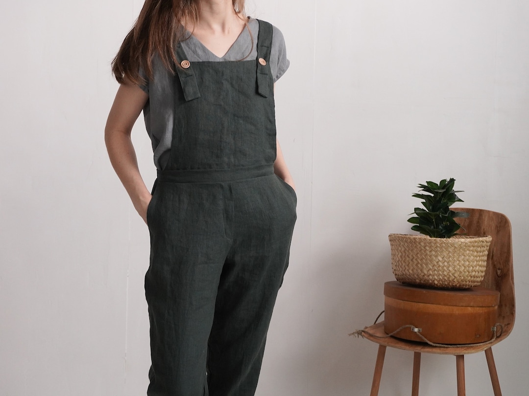 Linen Overall. Linen Dungarees. Linen Jumpsuit. Casual Women - Etsy