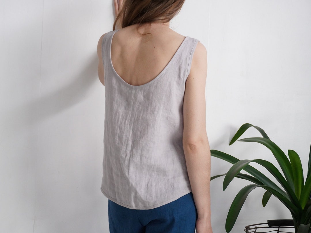 Open Back Linen Top. Low Back Linen Top. Minimal Linen Top. Linen Slip ...