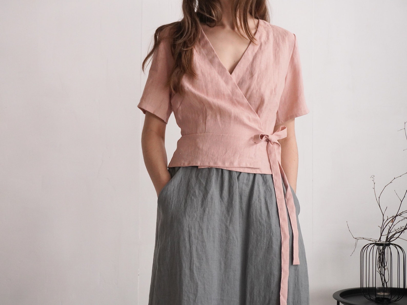 Linen Wrap Top. Elegant Summer Blouse. Linen Crop Top. Linen - Etsy