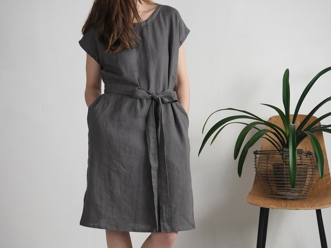Simple Linen Braidsmaid Dress. Shift Linen Dress. Basic Everyday Linen ...