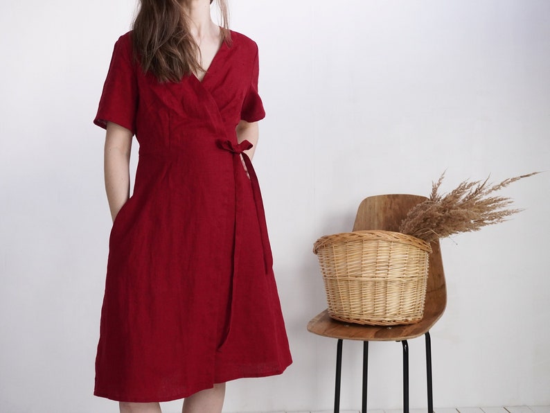 Wrap Linen Dress. Elegant Summer Dress. Evening Linen Dress. - Etsy