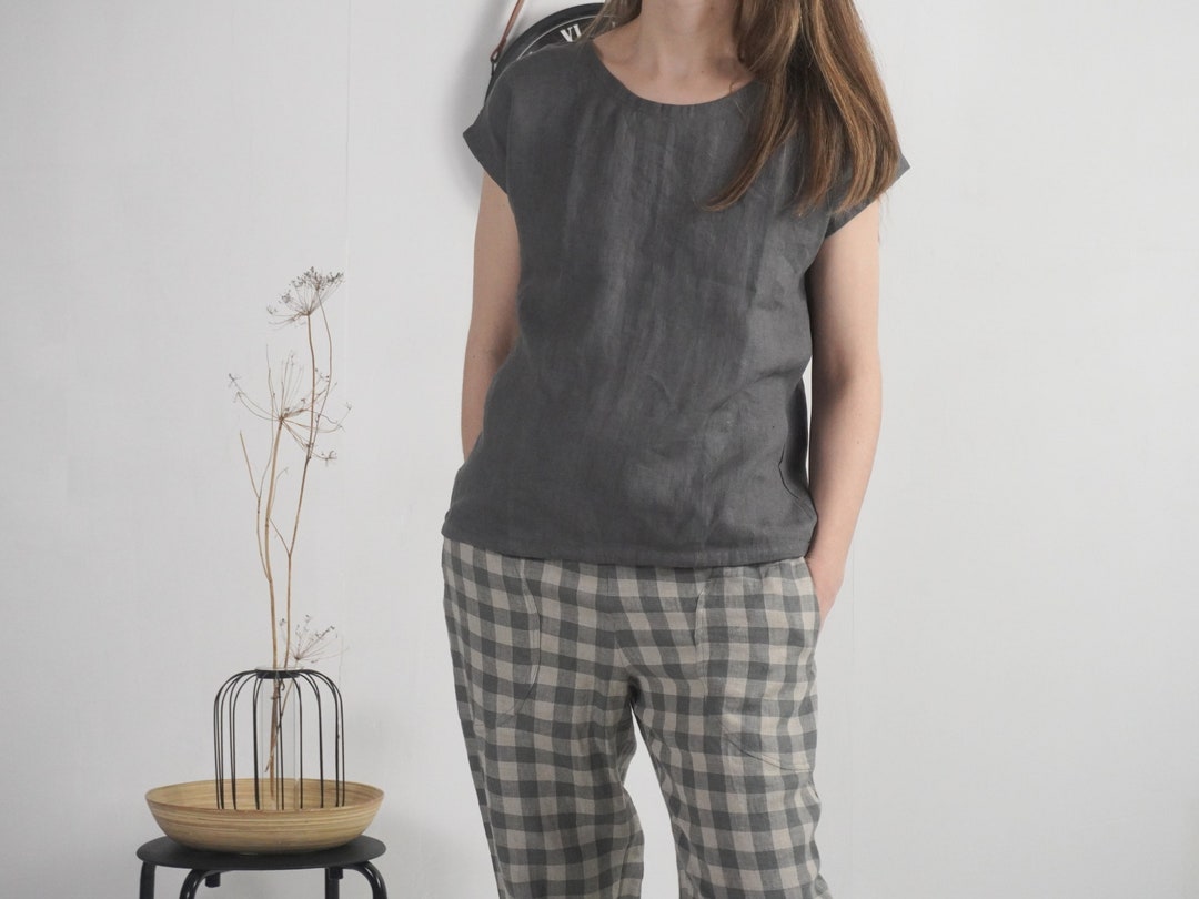 Linen Simple Top. Soft Linen Top. Washed Linen Blouse. Classic Natural ...