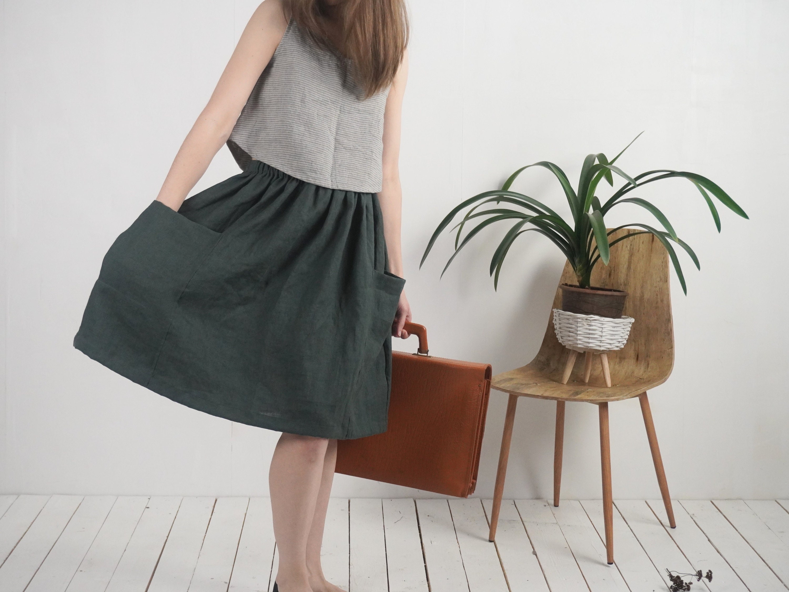 Linen swing crop top. Linen summer top. Linen cropped tank | Etsy