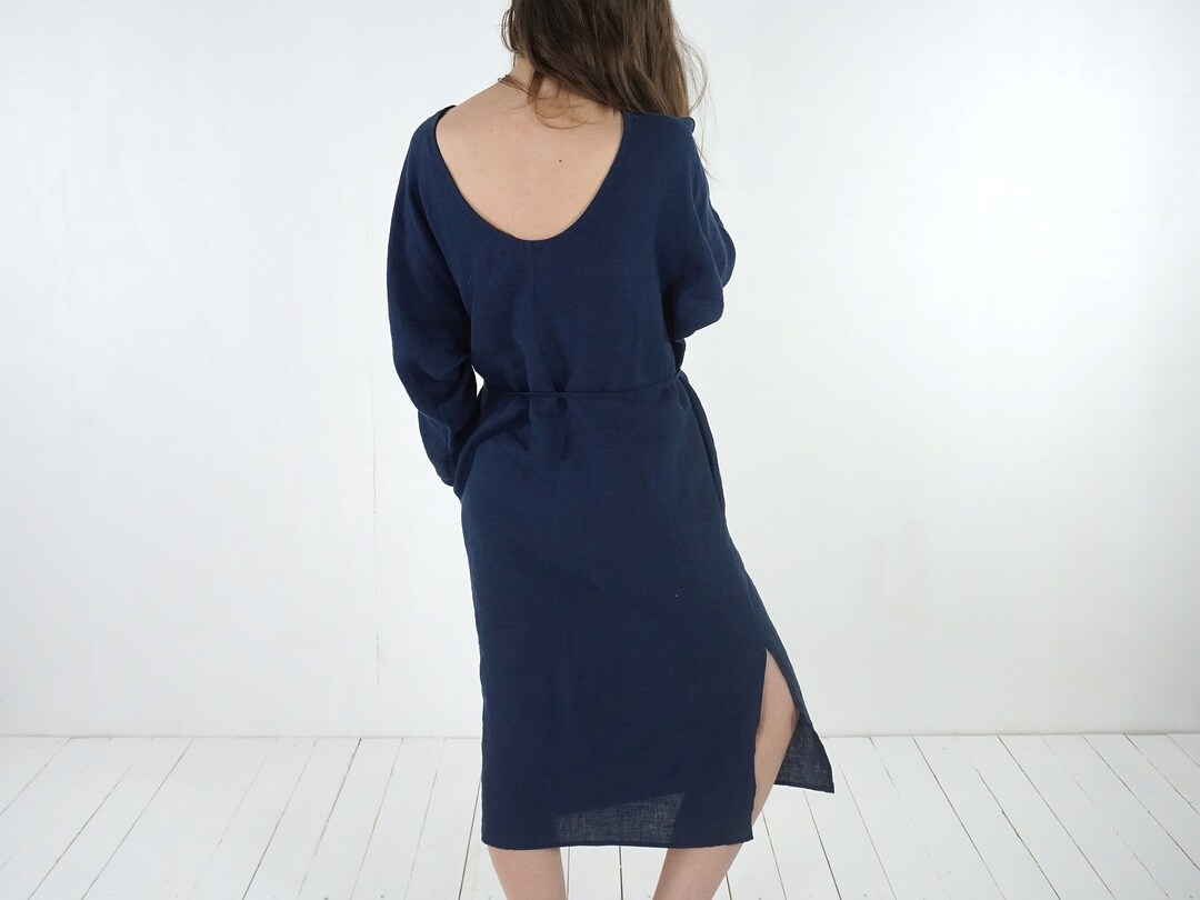 Low Back Linen Dress. Linen Evening Dress. Linen Formal Dress. Elegant ...