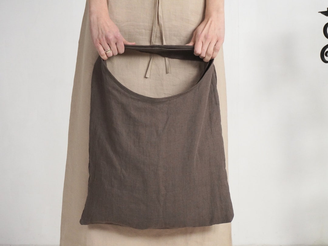 Linen Bag With Wide Handles. Linen Double Layer Tote Bag. Reusable ...