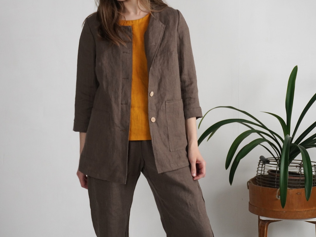 Linen Jacket With Buttons. Washed Linen Jacket. Linen Cardigan. Linen ...