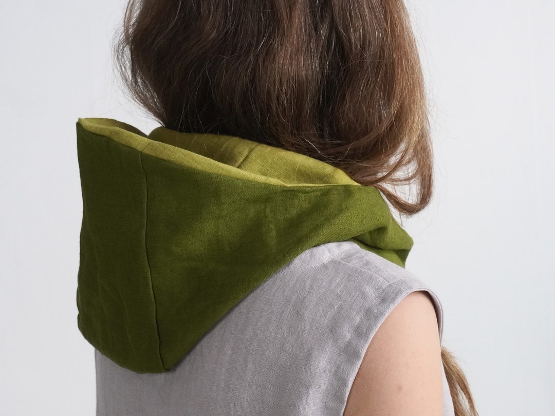 Reversible Linen Hood. Double-sided Hooded Scarf. Linen Double Sided ...