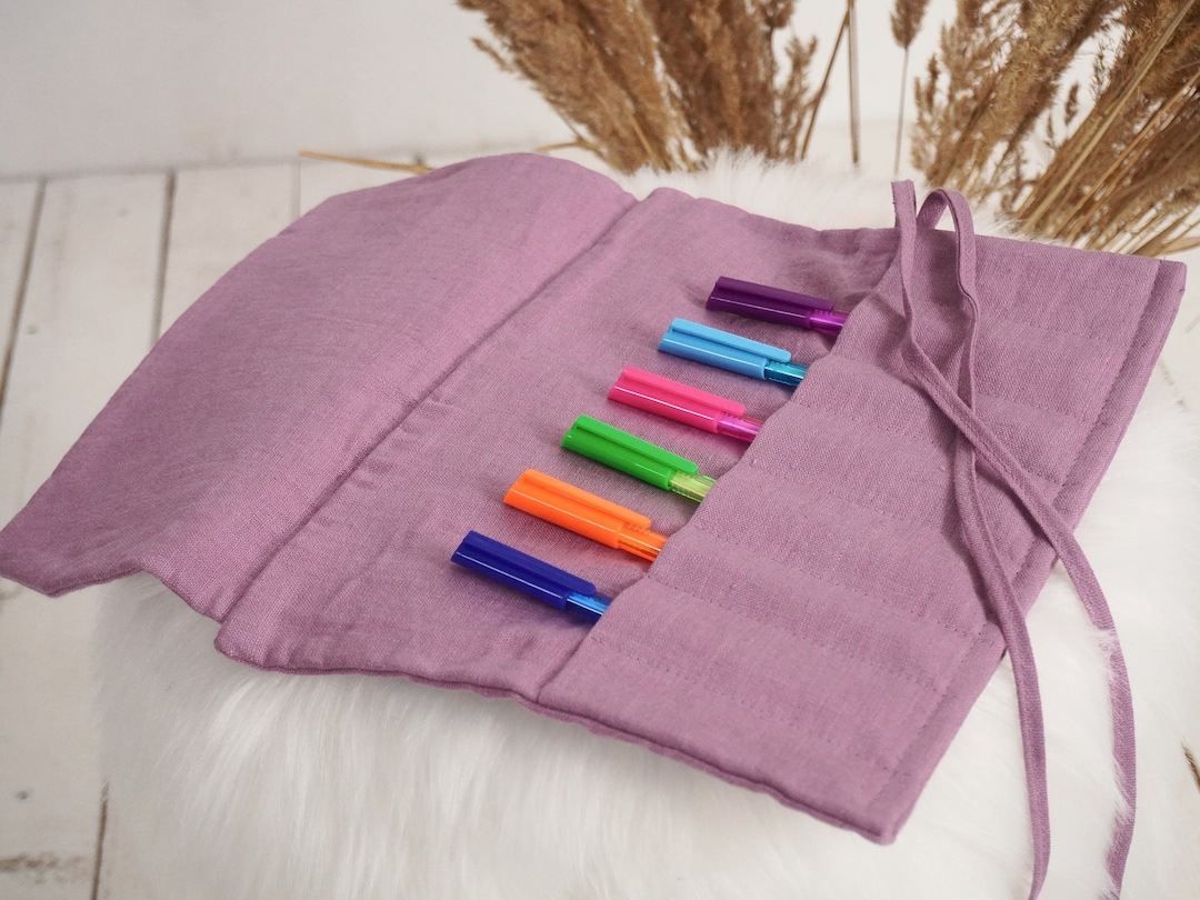 Linen Roll up Case for Pens Pencils Markers Brushes Linen Cosmetics ...