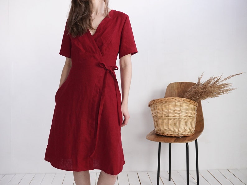 Wrap Linen Dress. Elegant Summer Dress. Evening Linen Dress. - Etsy