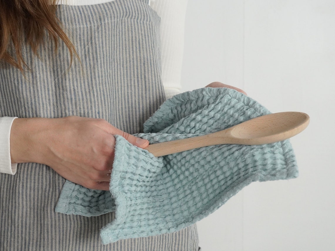 Organic Linen Waffle Dish Cloth Set. Linen Wash Cloth. Waffle Weave ...