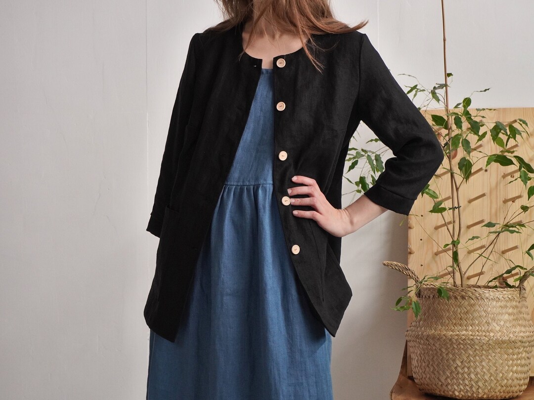 Linen Jacket With Buttons. Washed Linen Jacket. Linen Cardigan. Linen ...