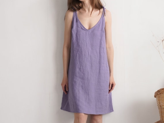 Linen Sundress With Ties. Linen Beach Dress With Ties Straps. - Etsy
