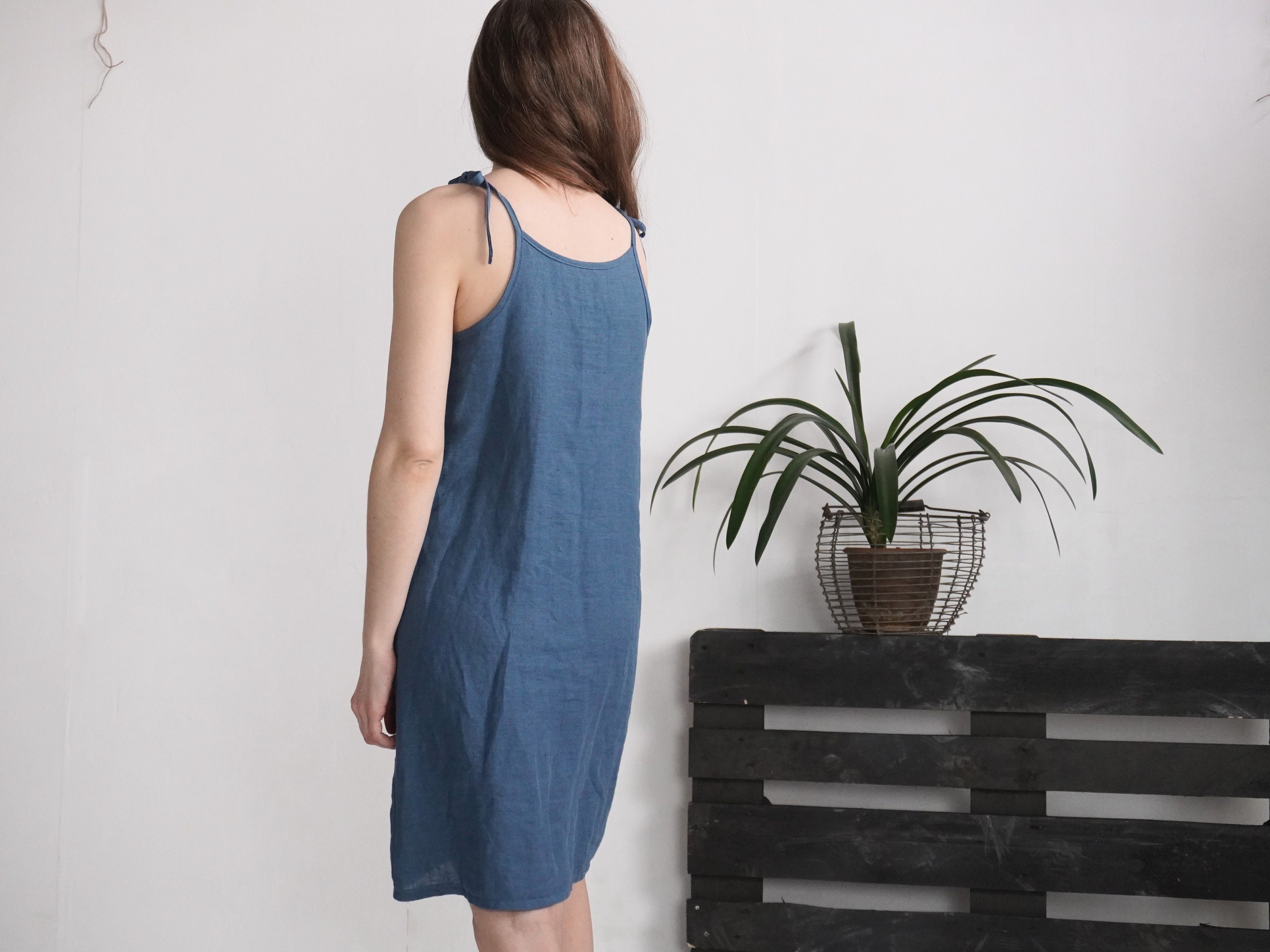 Linen Sundress With Ties. Linen Beach Dress With Ties Straps. Linen ...