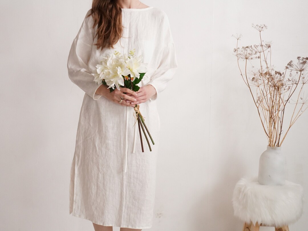 Low Back Linen Wedding Dress. Linen Evening Dress. Linen - Etsy