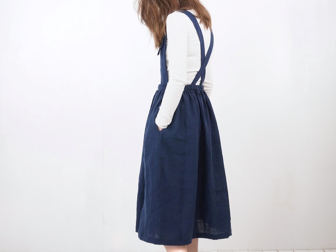 Linen Long Pinafore Dress. Linen Apron Dress. Linen Pinafore. Long ...