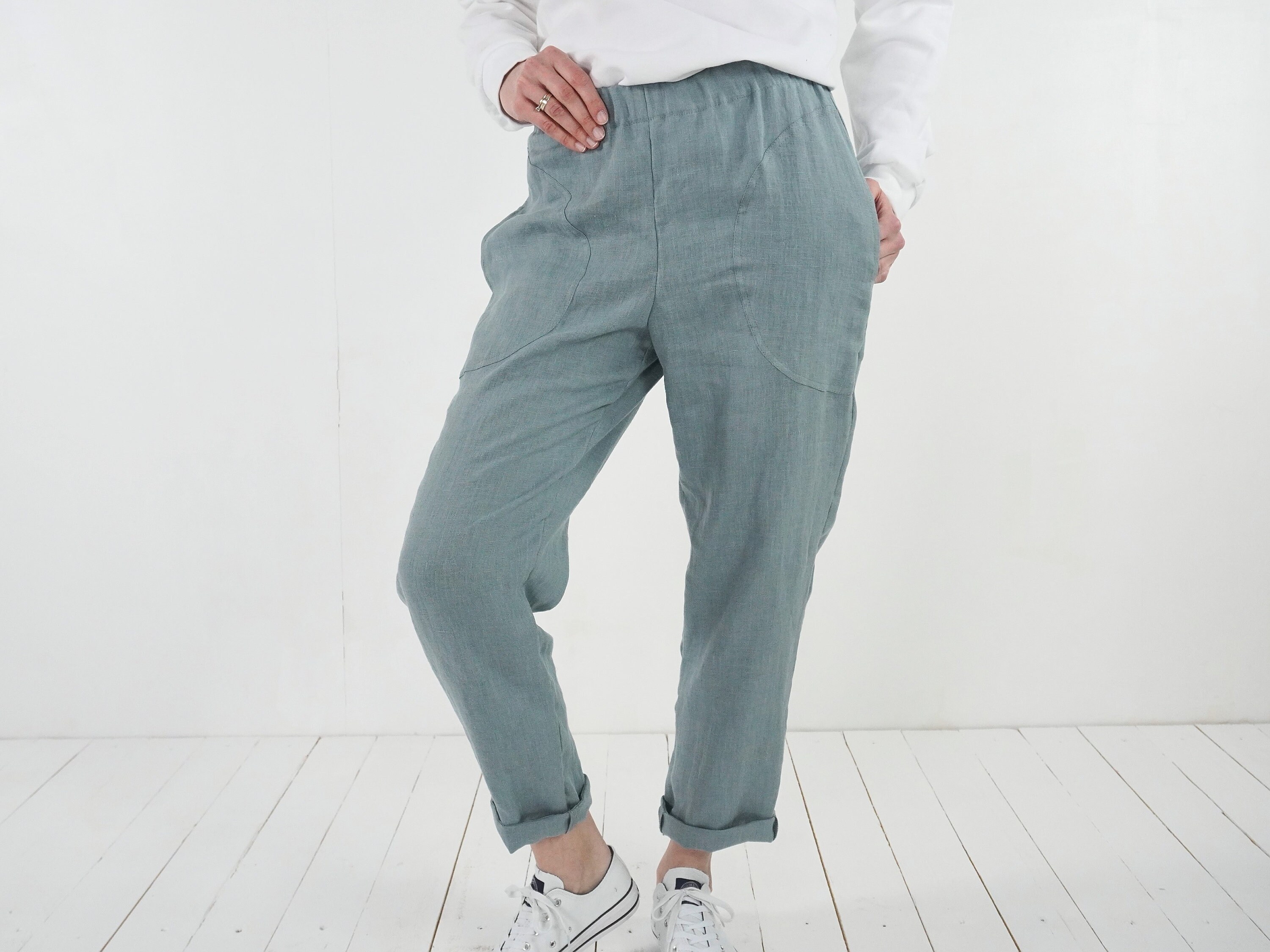 Linen trousers. Tapered linen trousers. Linen pants. High | Etsy