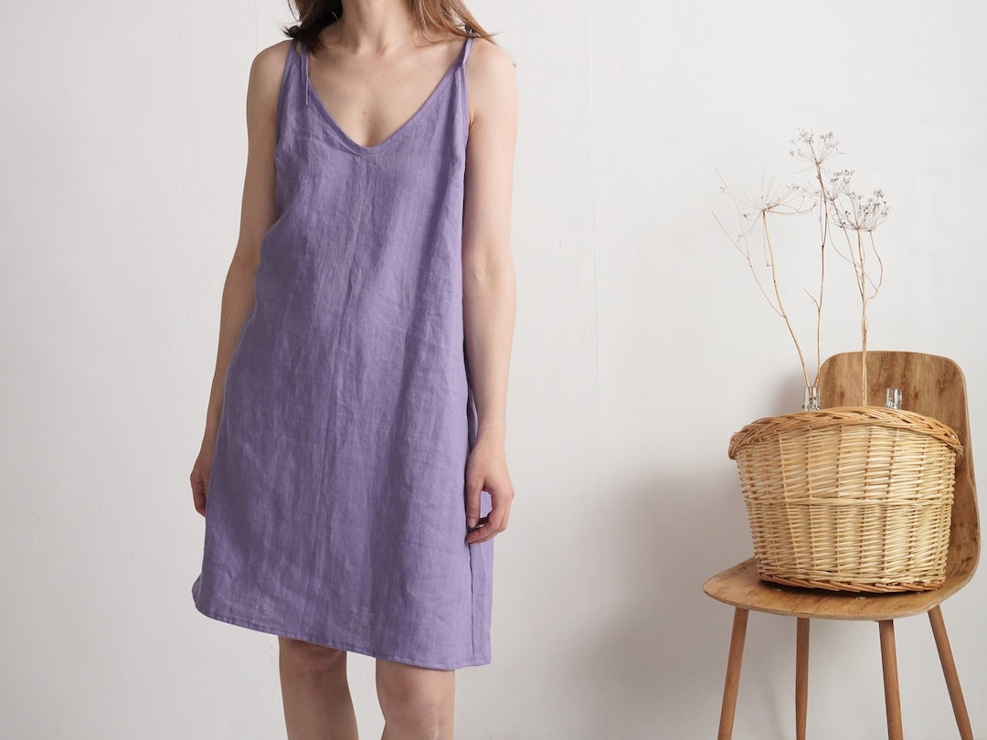Linen Sundress With Ties. Linen Beach Dress With Ties Straps. Linen ...