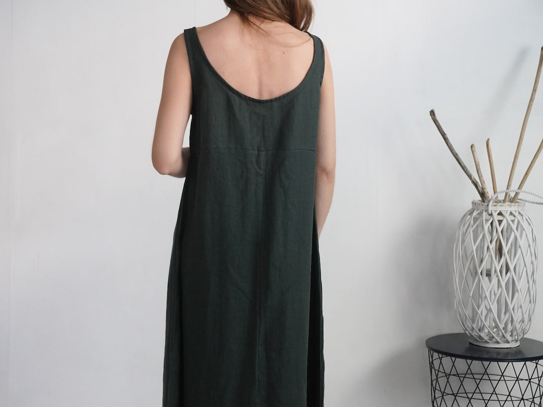 Linen Low Back Evening Dress. Linen Open Back Dress. Long Linen Dress ...