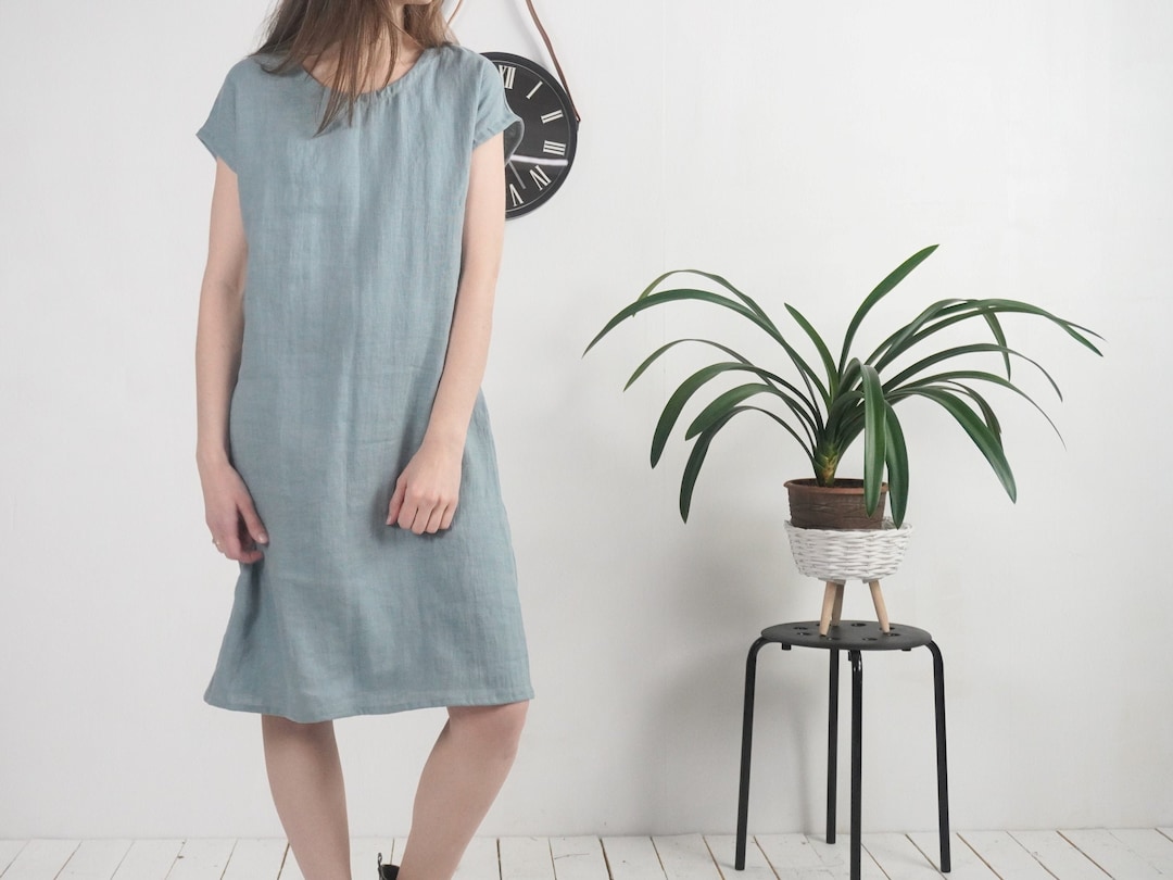 Natural Everyday Linen Dress. Linen Simple Dress. Tunic Linen Dress ...