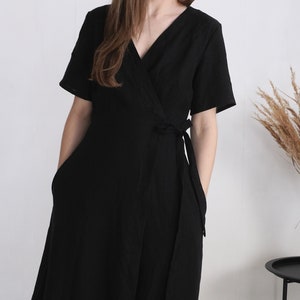 Long Linen Wrap Dress. Linen Maxi Wrap Dress for Women. Linen Dress ...