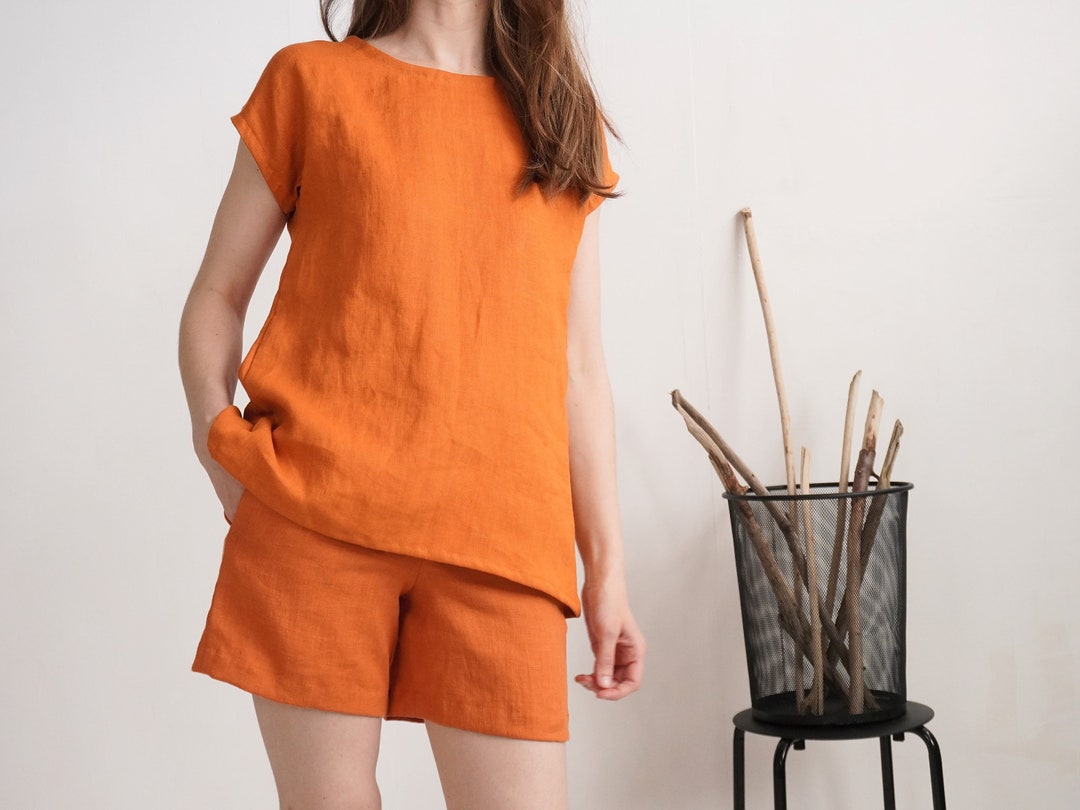 Beach Linen Outfit. Linen Top and Shorts. Summer Outfit. Women - Etsy