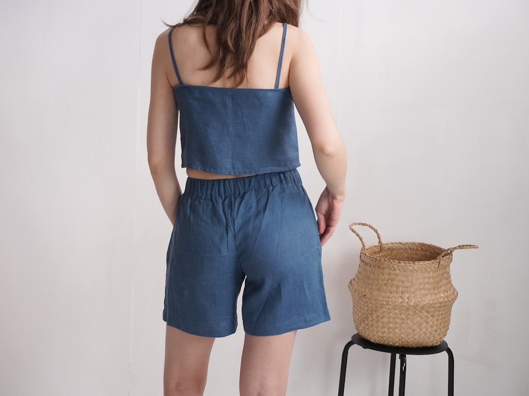 Linen Top and Shorts. Women Linen Loungewear. Summer Linen - Etsy