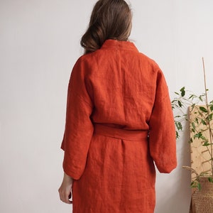 Linen Kimono Robe. Short Linen Robe. Soft Linen Lounge Wear. Washed ...